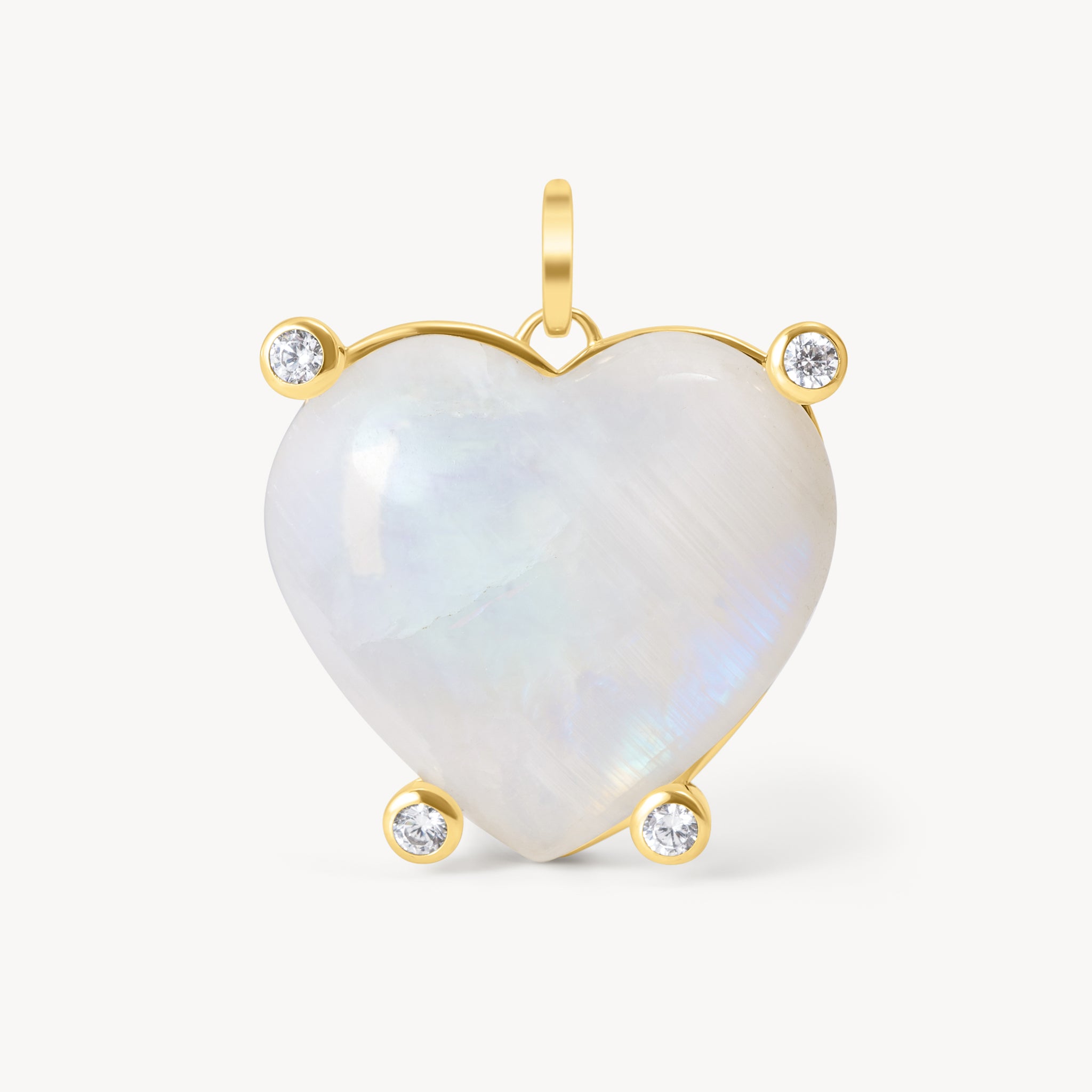 Statement Rainbow Moonstone Heart Charm | Hillberg & Berk